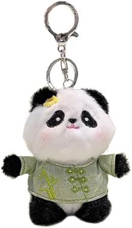 Amazon.com: VICKYPOP Cute Panda Keychain, Soft Bamboo Panda Keyring ...