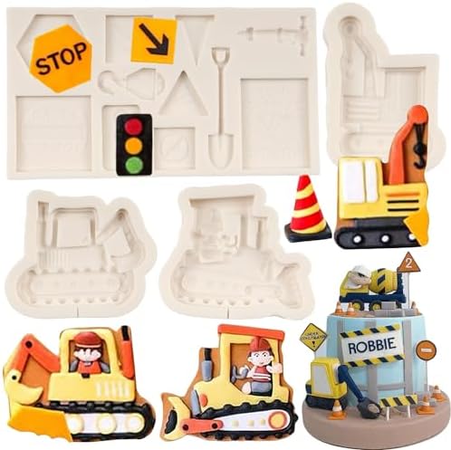 Amazon.com: 4 Pcs Excavator Chocolate Molds, Construction Site Crane ...