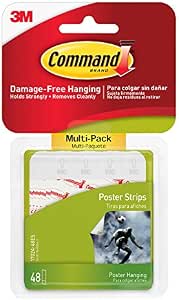 3M Command Poster Strips, Damage Free Hanging, 48 White Adhesive Strips ...