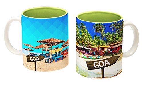 Buy Tangerine Indie Tadka Goa Porcelain Mug Set, 250ml, Set of 2 ...