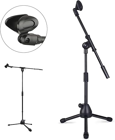 Microphone Stand Floor Microphone Arm Tripod Swing Mic Arm Retractable ...