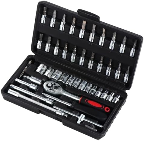 HSEAMALL 46PCS Socket Set,1/4" Drive Ratchet Socket Wrench Driver Bits ...