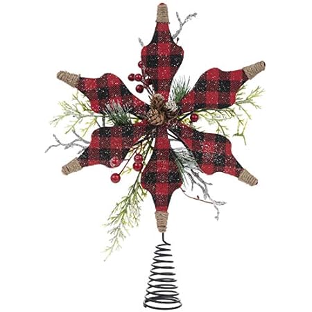 Amazon.com: Buffalo Check, Jute and Pine Tree Topper Christmas Tree ...