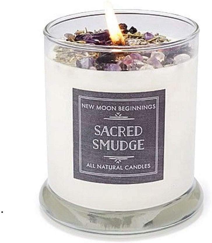 Amazon.com: Sacred Smudge Candle by New Moon Beginnings - Crystal ...