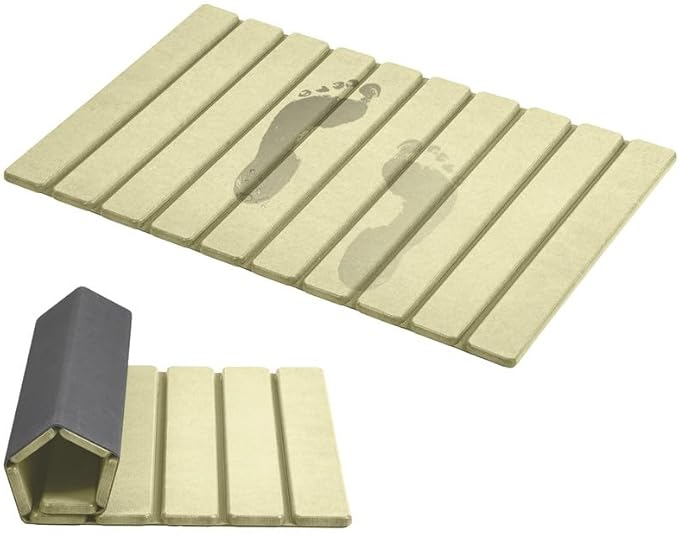 Amazon.com: AWW Foldable Stone Bath Mat, Super Absorbent Diatomite, Non ...
