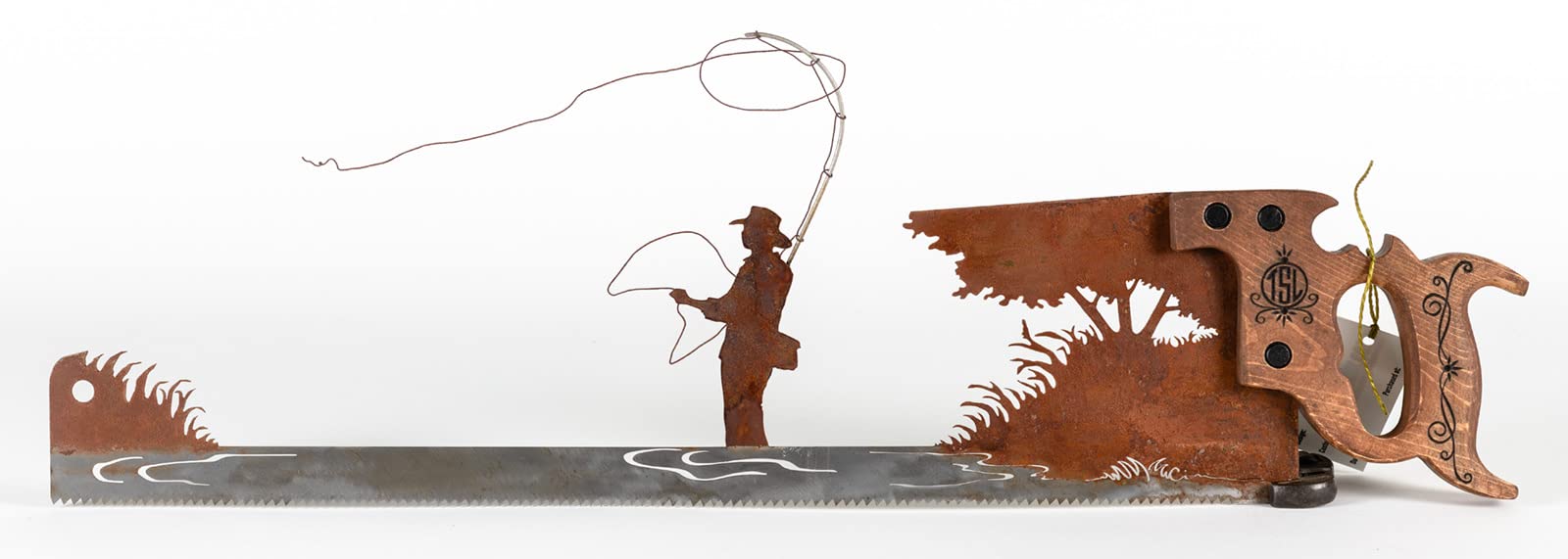 Buy Fly Fisherman in the Water Hand Saw Design | Made to Order Wall Art ...