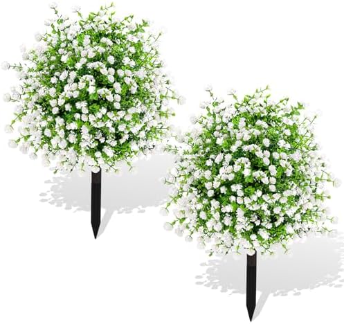 Amazon.com - ENVEN Artificial Boxwood Topiary Ball Trees with Ground ...