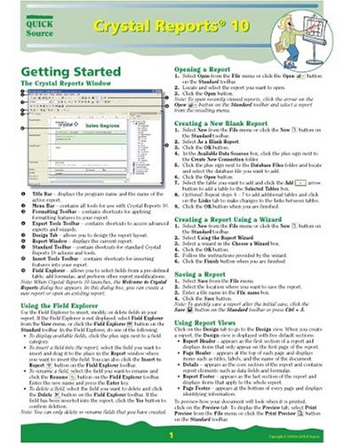 Crystal Reports 10 Quick Source Guide: Quick Source: 9781932104288 ...