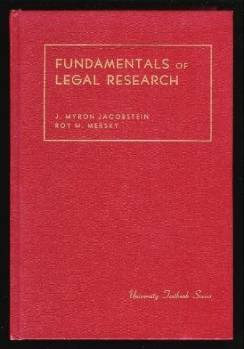 Fundamentals of Legal Research: jacobstein, j: Amazon.com: Books