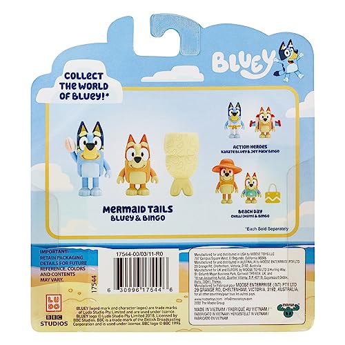 Snapklik.com : Bluey Figure 2-Packs, Beach Mermaid Tails 2.5 Inch And ...