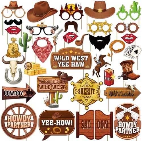 Amazon.com: 36Pcs Country Party Decorations Photo Booth Props, Western ...