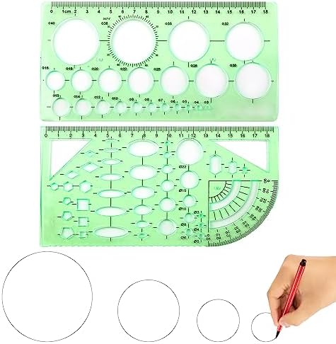 2 Pcs Drawing Stencils, Geometric Circle Template Multi-Shape Stencil ...
