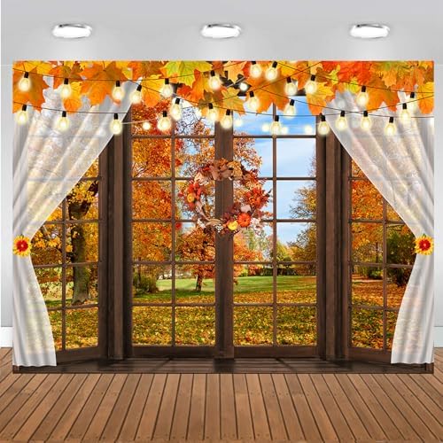 Amazon.com : Allenjoy Autumn Tree Window Backdrop Fall Forest Scene ...