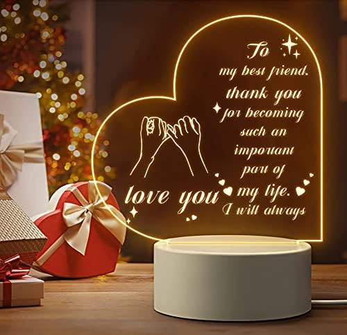 ZNDFTW Friend Gifts, 3D Illusion Lamp I Love You Friends Night Light ...