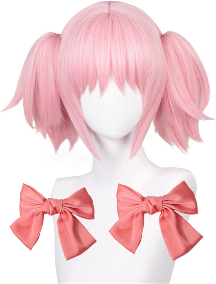 Amazon.com: Tongtta Short Pink Cosplay Madoka Kaname Anime Wig with 2 ...