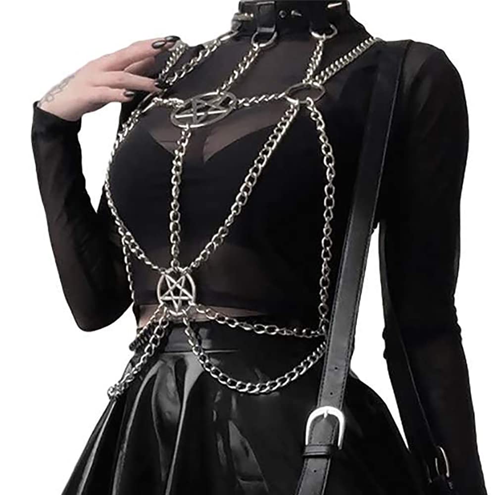 Snapklik.com : Gothic Body Chain Star Choker Tops Spike Rivet Necklace ...
