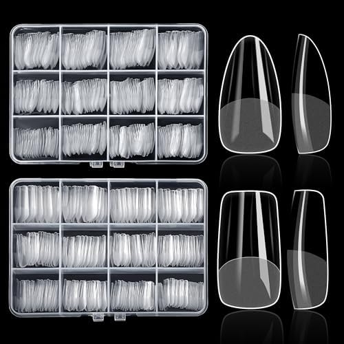 Amazon.com: 480PCS Nail Tips Clear False Nails Full Cover for Acrylic ...