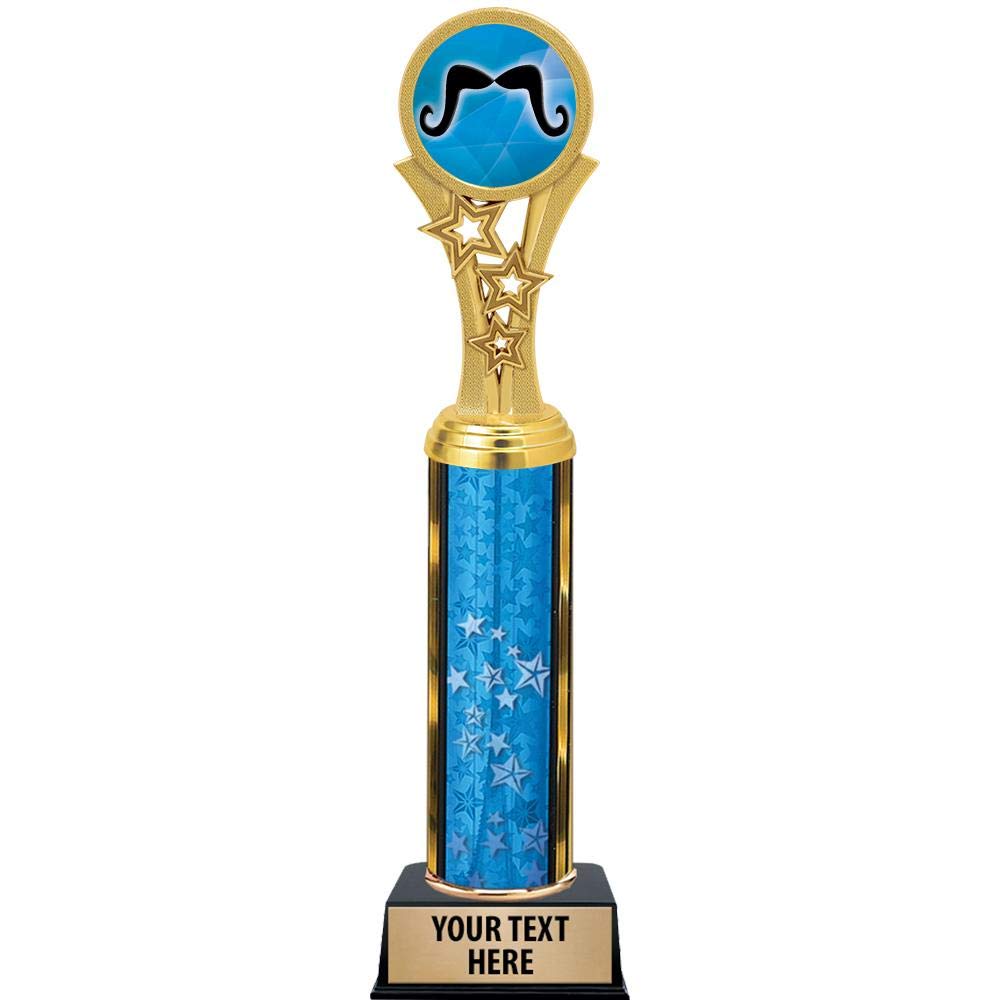 Amazon.com : Mustache Trophies, 11" Blue Stars Mustache Trophy Award ...
