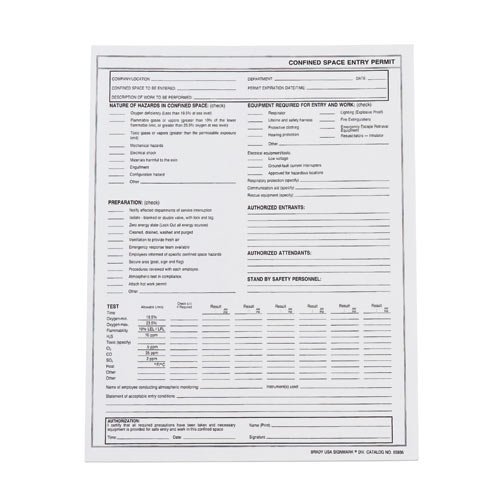 Buy Brady 65936, Confined Space Entry Permit - 20# Bond Paper, (12 ...