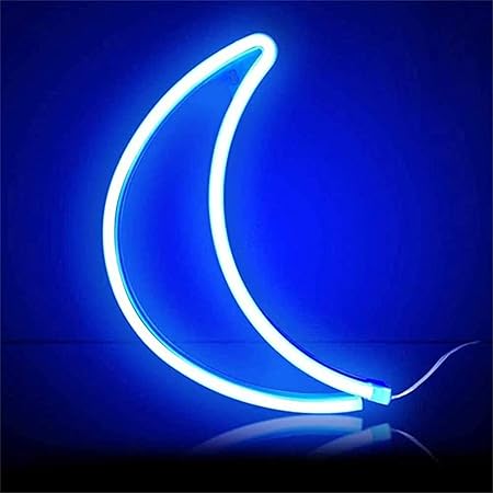 Neon Sign, 15" LED Moon Star Neon Light, Festival LED Wall Decor Light ...