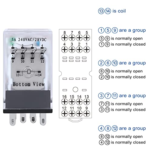 Snapklik.com : Electromagnetic Power Relay, 14-Pin 5 AMP 12V DC Relay Coil