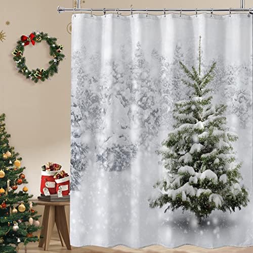 Amazon.com: BIVINAR Christmas Shower Curtain, White Winter Forest ...