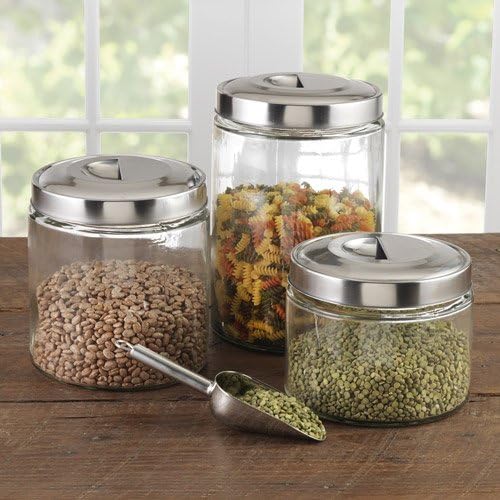 Amazon.com: Stainless Steel & Glass Kitchen Canister Set: Cookware Sets ...