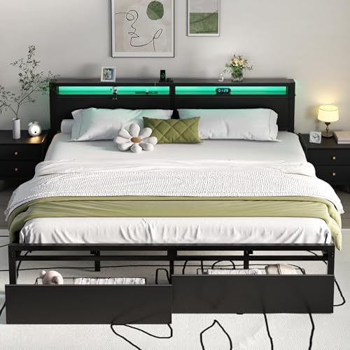 Amazon.com: Homieasy Twin Size Bed Frame with headboard, Metal Platform ...