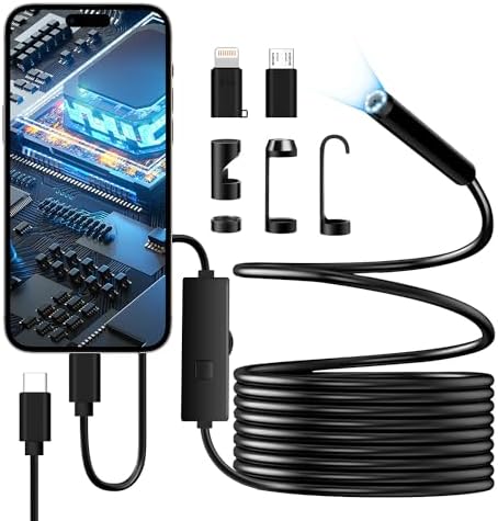 Endoscope Camera with Light, 1920P HD Borescope with 8+1 Adjustable LED ...