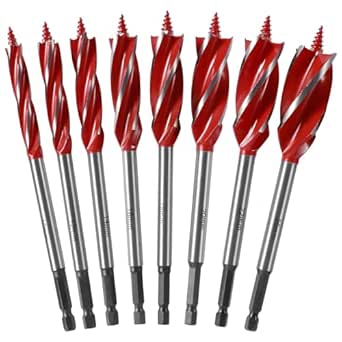 LYDODOKA 8Pcs High Speed Auger, Wood Auger Drill Bit, High-Carbon Steel ...