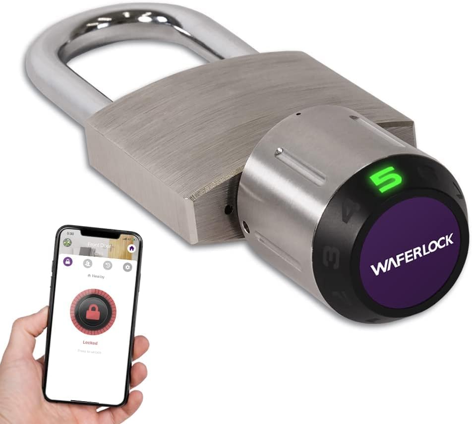 WAFERLOCK Outdoor Weatherproof Smart Padlock with Bluetooth App Control ...