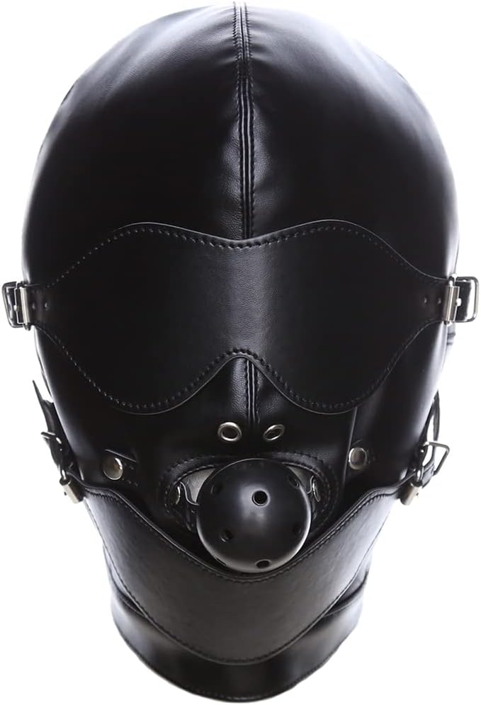 Amazon.com: All inclusive Head Hood Soft Leather Head Cosplay Punk ...