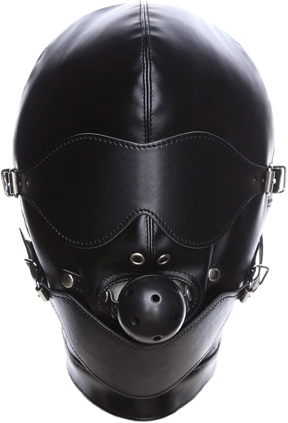 Amazon.com: Lacing Leather Masks Blindfold Mouth Masks Halloween Hood ...