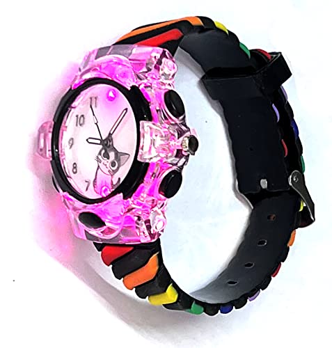 Time Up Analog Dial Rainbow Strap Disco Light Cartoon Dial Limited ...