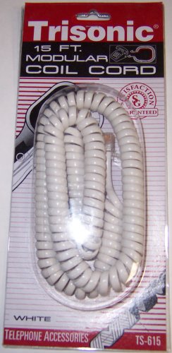 Amazon.com: Phone Cord 15 ft. Standard Modular Coil Cord White ...