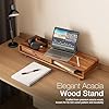 Amazon.com: Tinamo Acacia Monitor Stand Riser with Sliding Door ...