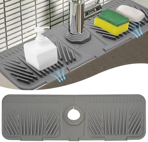 Amazon.com: 14"X3.9"Gray Kitchen Faucet Splash Guard - （narrow version ...