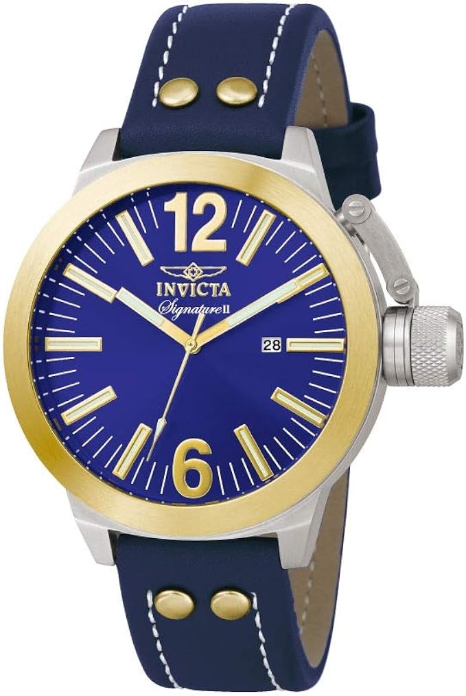 Invicta Mens Signature II Trinite Blue Dial Blue Leather Dress Watch ...
