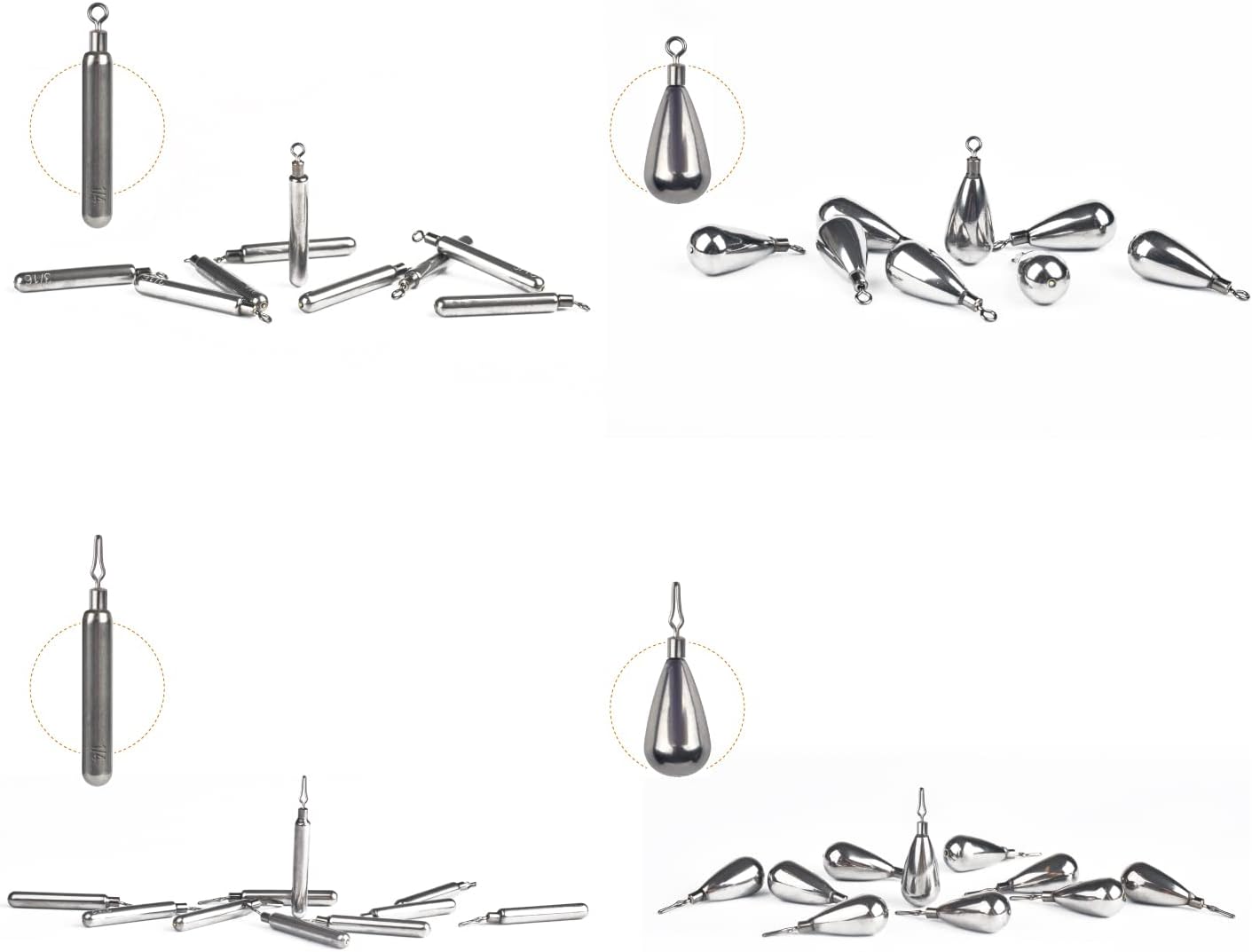 Amazon.com : MUUNN 50 Pcs Tungsten Tear Dropshot Fishing Weights Kit ...