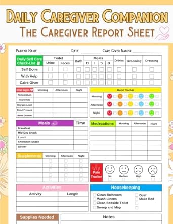 The Caregiver Report Sheet: Professional Daily Log Book for Nursing ...