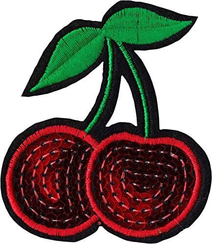 Amazon.com: Sequin Cherry Cluster - Embroidered Iron on Patch