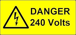 Danger 240V Warning Labels | 50 x 25mm| Permanent Adhesive | self ...