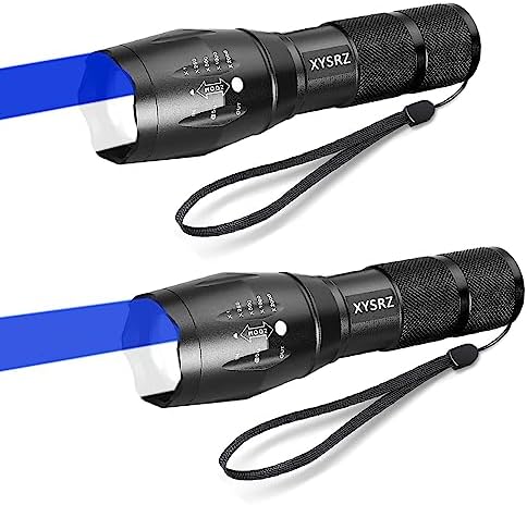 XYSRZ Blue Light Flashlight 2 in 1 LED Flashlight Zoomable Blue LED ...