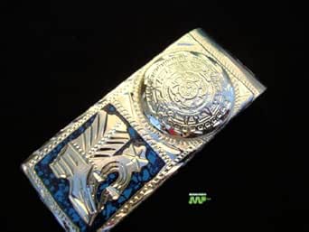 Sterling Silver .925 Money Clip, featuring [Aztec Calendar & Boot ...