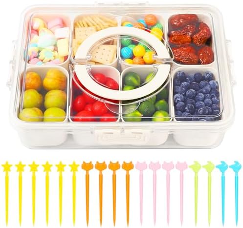 Amazon.com: YIYATOO Divided Serving Tray with Lid & Handle - Snackle ...