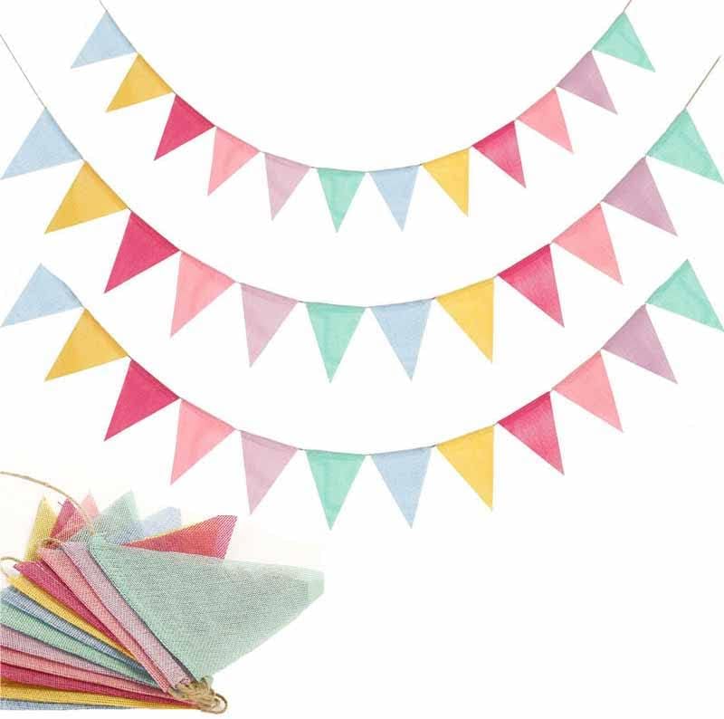Pastel Rainbow coloured Bunting Banner 15 Flags For Guaranteed Stylish ...