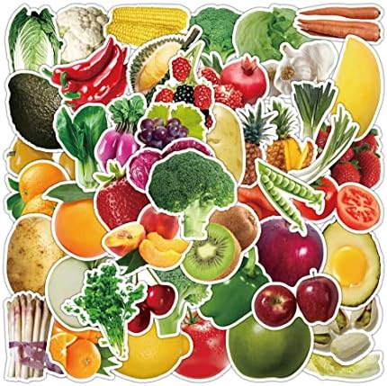 60pcs Adorable Fruit and Vegetable Decals,PVC Sticker Fruits and ...
