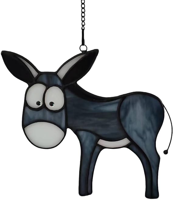Amazon.com: WeDcpcin Stained Glass Donkey Window Hanging Donkey Sun ...