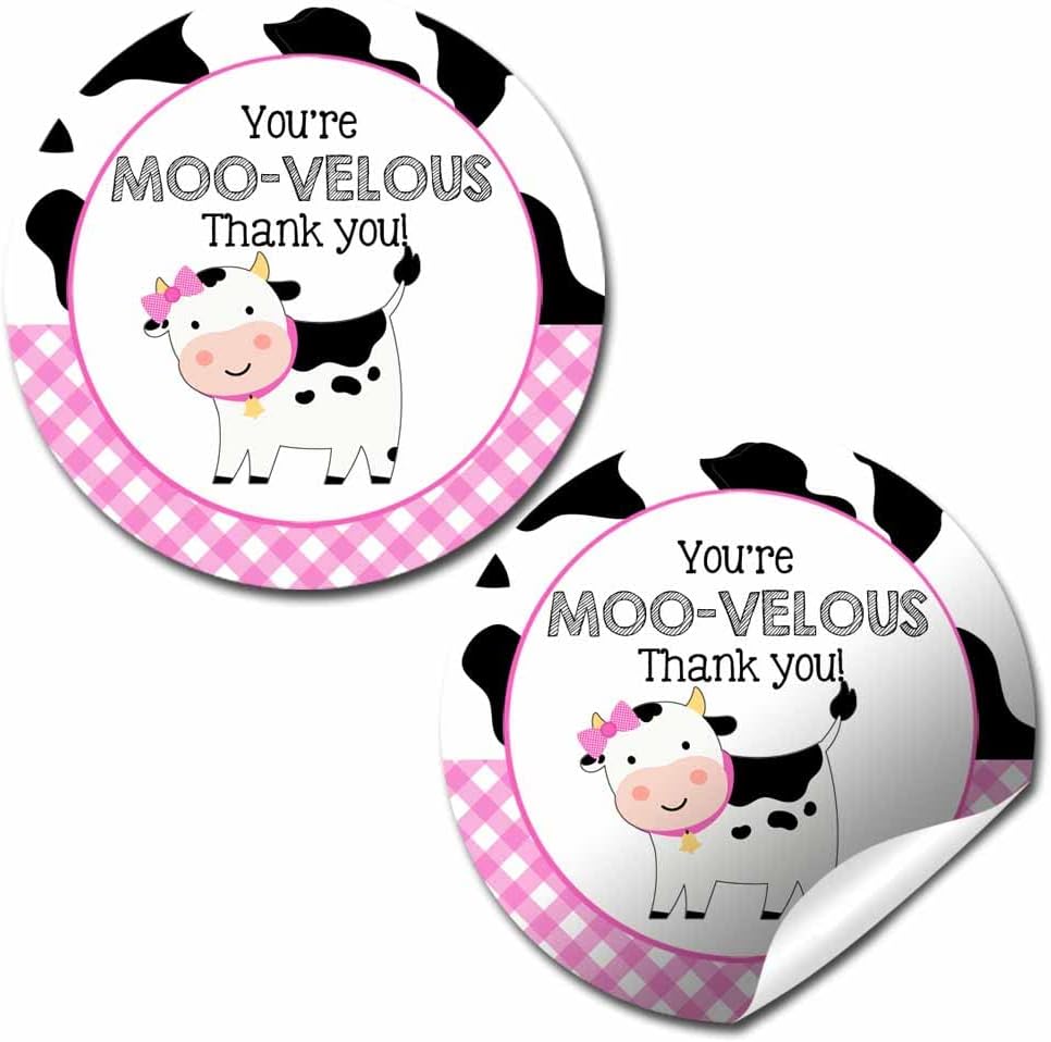 Amazon.com: Cow Thank You Favor Stickers - 2" Round - Set of 40 ...