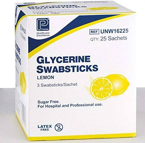 Premier Lemon & Glycerin Swabsticks, Wrapped in 3s, Pack of 25 : Amazon ...